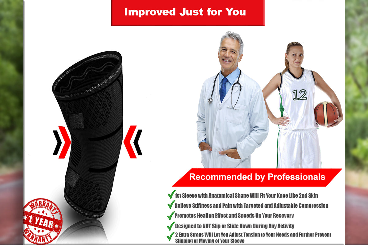 Knee Compression Sleeve with 2 Straps – Athledict